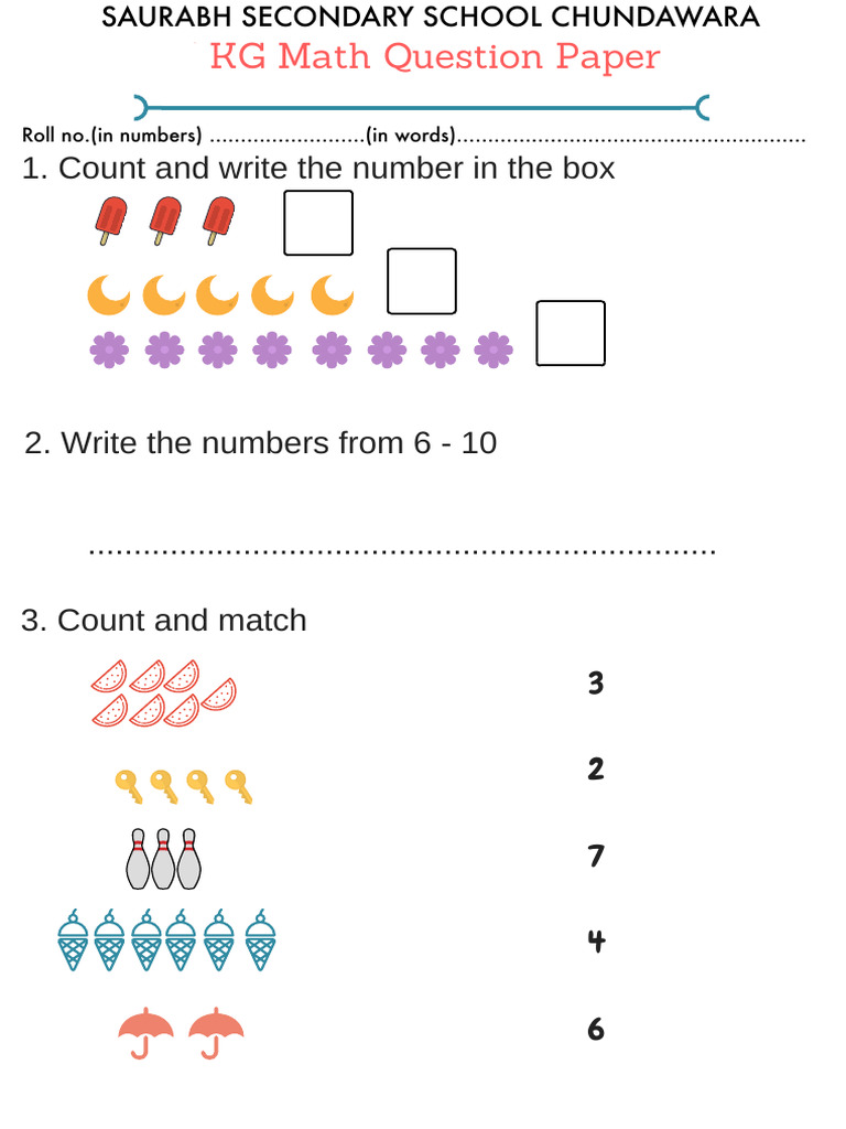 LKG Math Question Paper | PDF