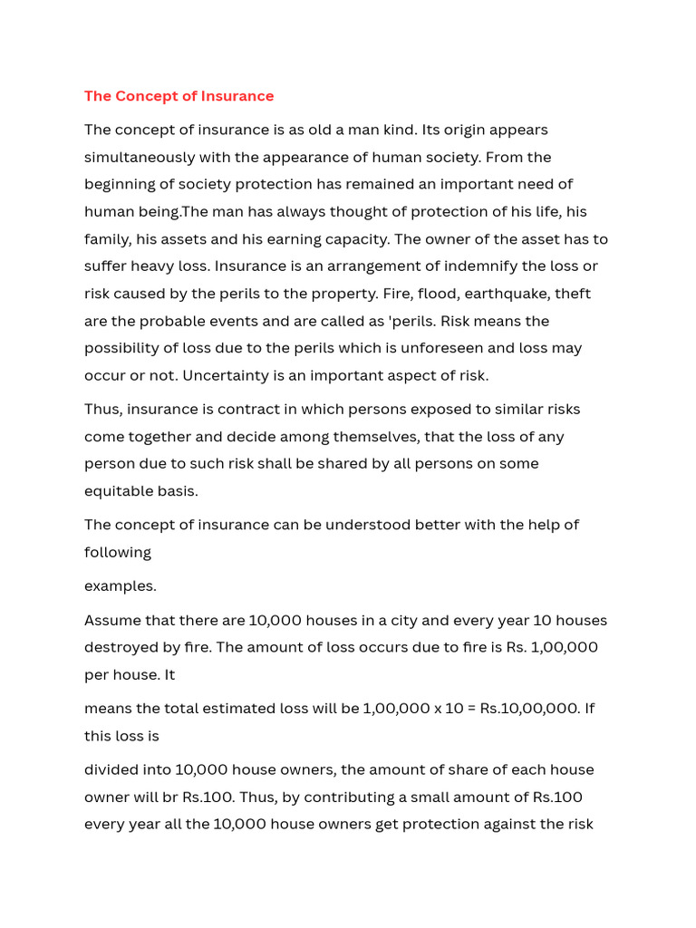 1.2.1 The Concept of Insurance | PDF | Insurance | Life Insurance