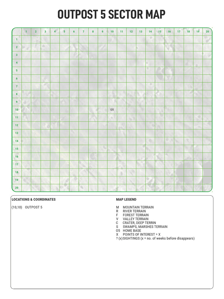 Outpost 5 Sector Map and Coordinates | PDF