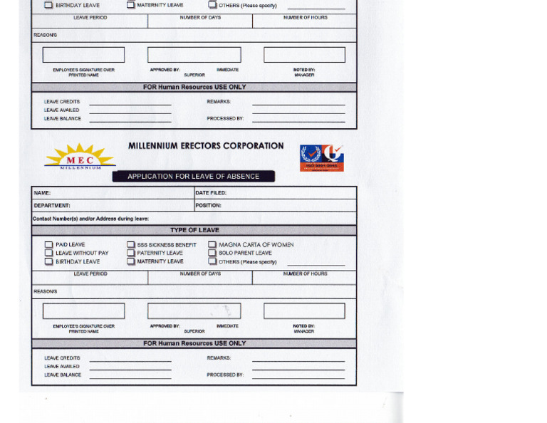 New Leave Form 2019 | PDF