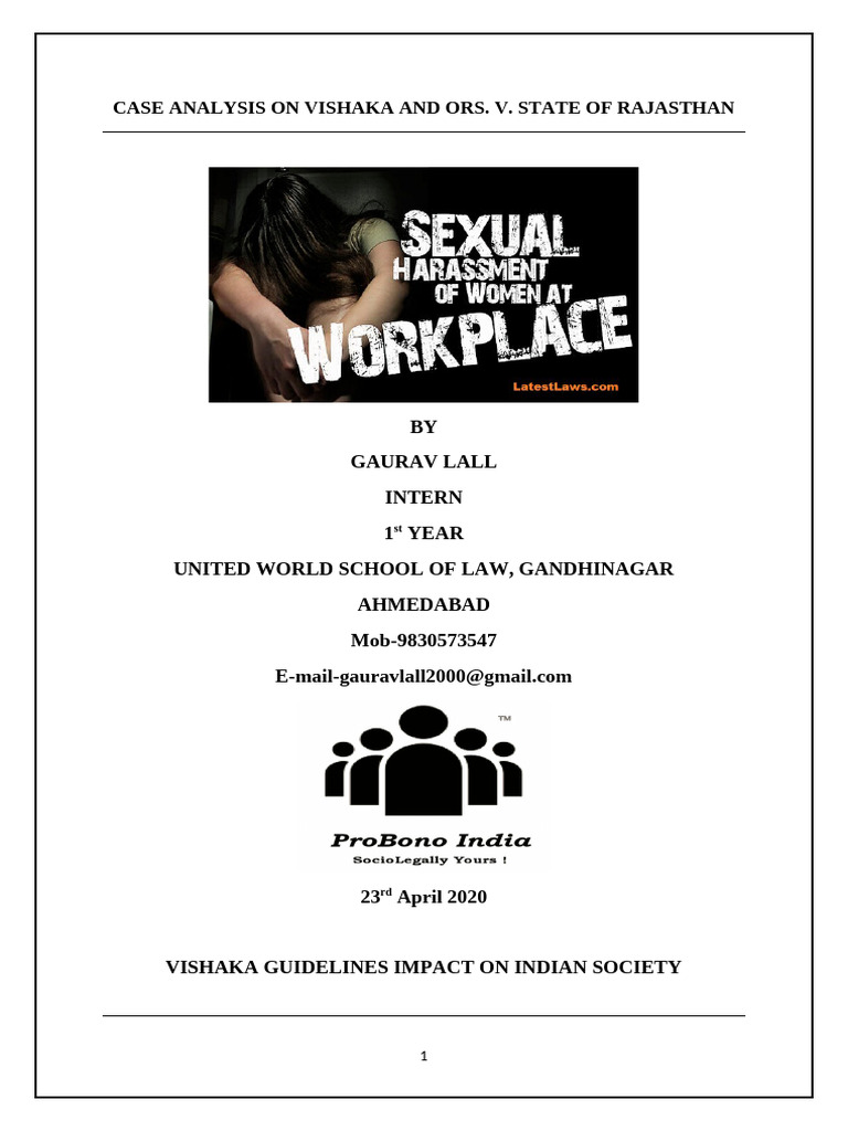 Vishaka Case: Landmark on Sexual Harassment | PDF | Sexual Harassment ...