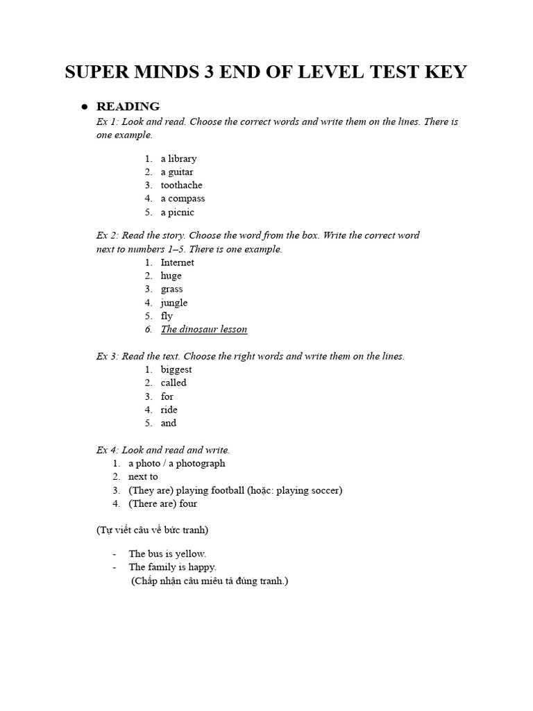 Key End of Level Test Super Minds 3 | PDF