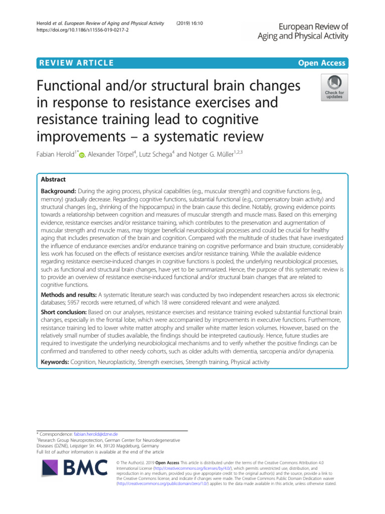 Functional and or Structural Brain Chang | PDF | Strength Training ...