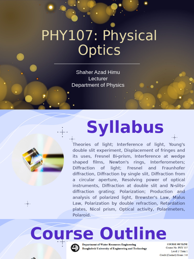 Phy 107 Physical Optics WRE Interference | PDF | Diffraction | Optics