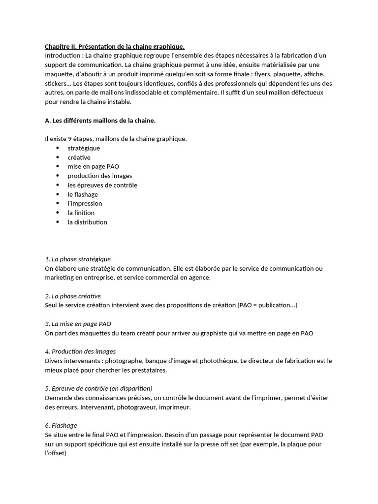 Les étapes de la chaîne graphique | PDF | Impression | Édition