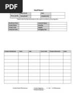 Mock Recall Record Sample | PDF