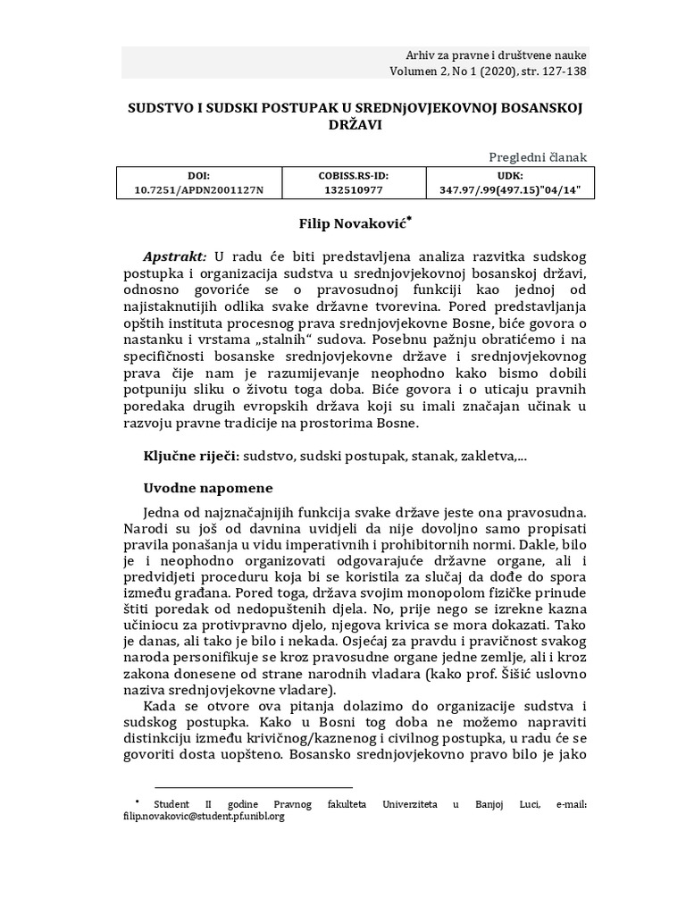 Arhiv Za Pravne I Drustvene Nauke Volumen II 127 138 | PDF