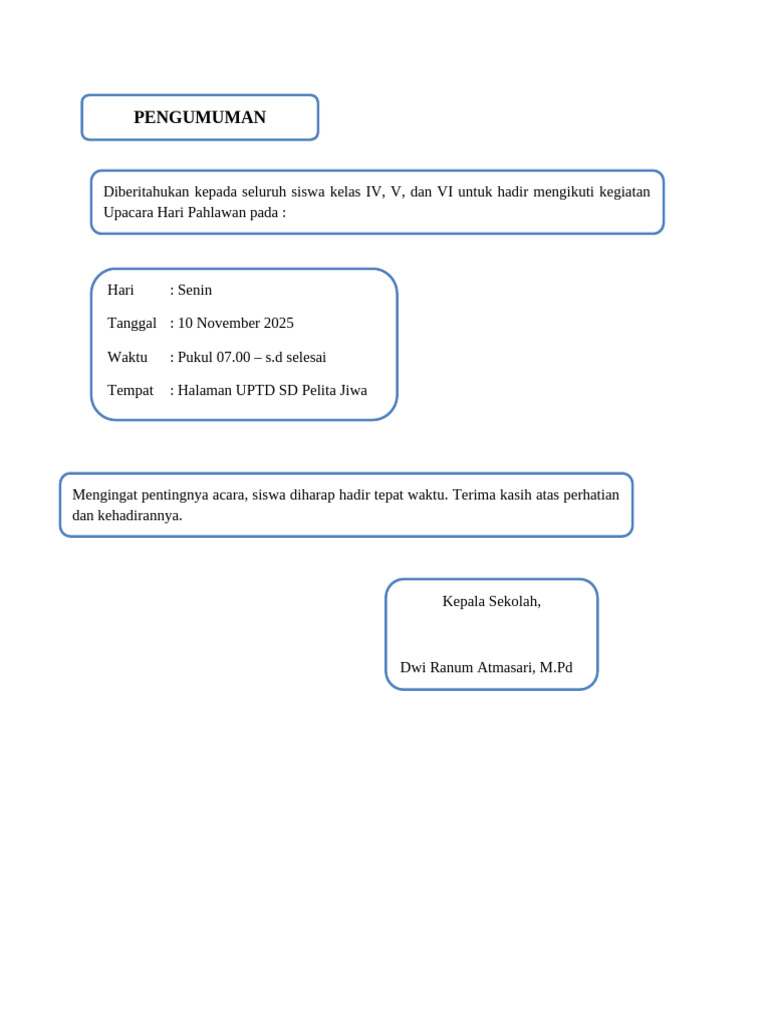 Contoh Teks Pengumuman Resmi | PDF
