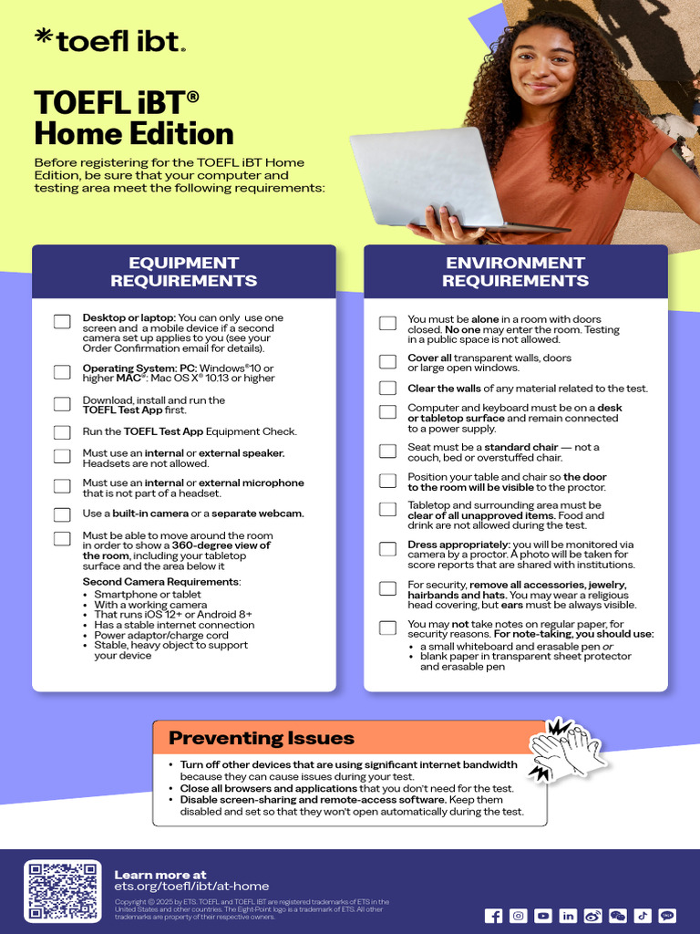 Toefl Ibt Home Edition Checklist | PDF | Test Of English As A Foreign ...