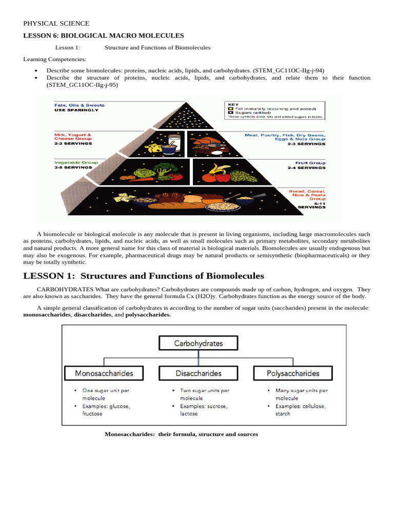 Physical Science Biomolecules | PDF | Carbohydrates | Biomolecules