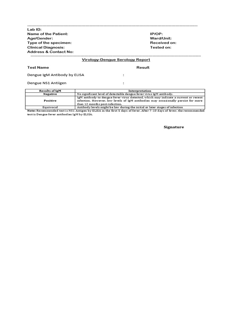 Dengue Report Form | PDF