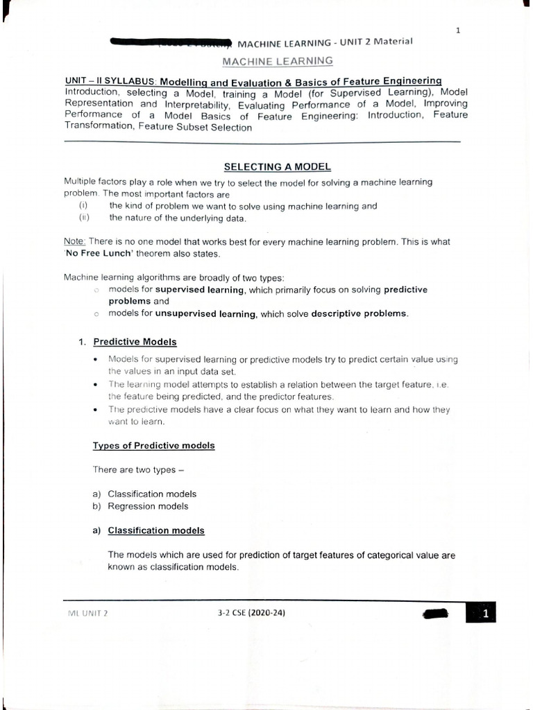 Machine Learning UNIT-2 | PDF