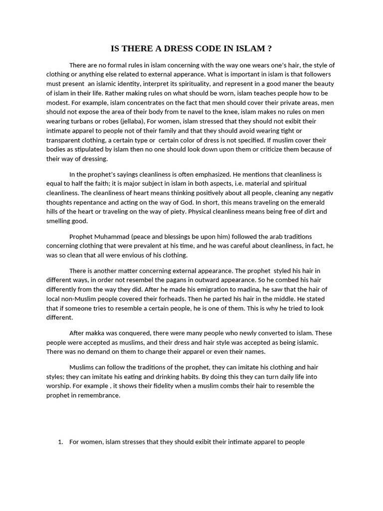 Islamic Dress Code and Cleanliness | PDF | Clothing | Muhammad