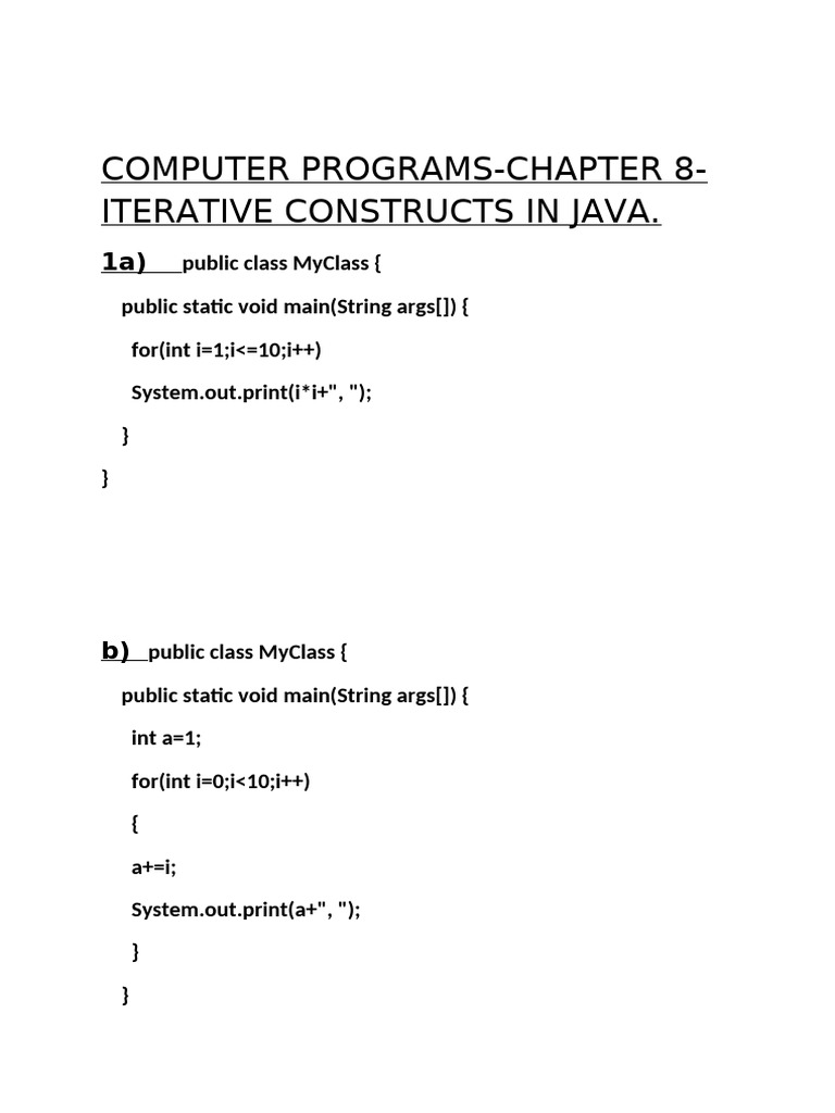 Computer Programs-Chapter 8-Iterative Constructs in Java. | PDF | Computer Engineering ...