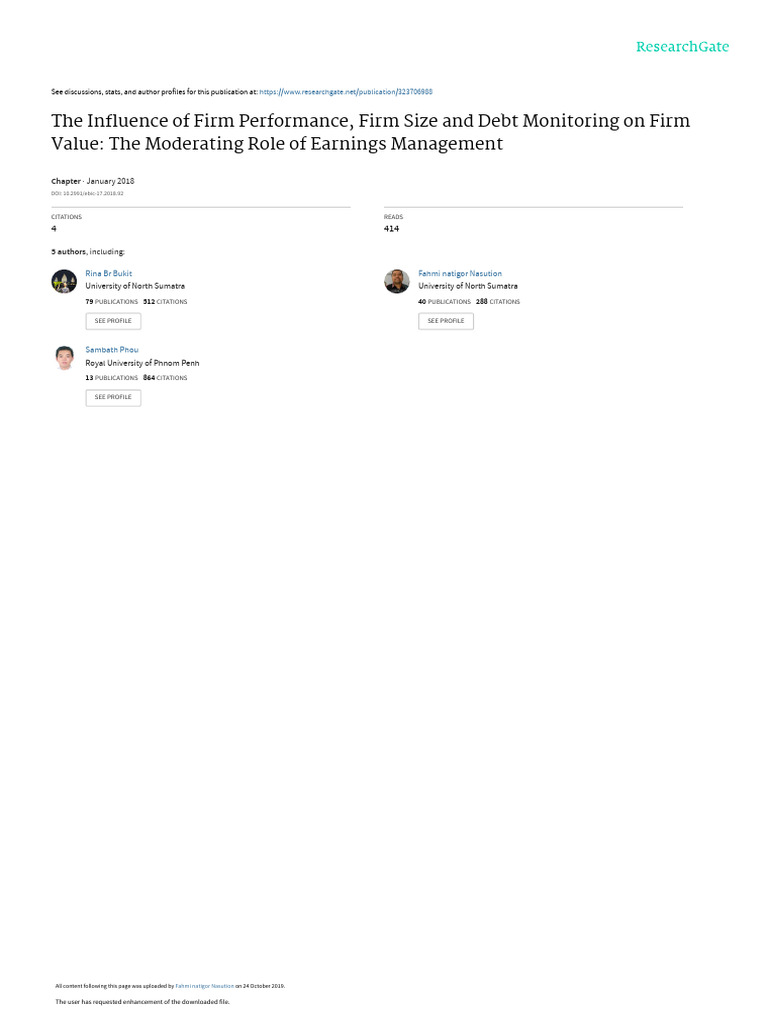 The Influence of Firm Performance Firm Size and de | PDF | Investing | Debt