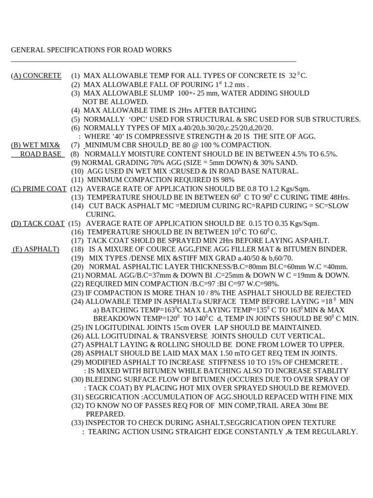 General Specifications For Road Works | PDF | Concrete | Road ...