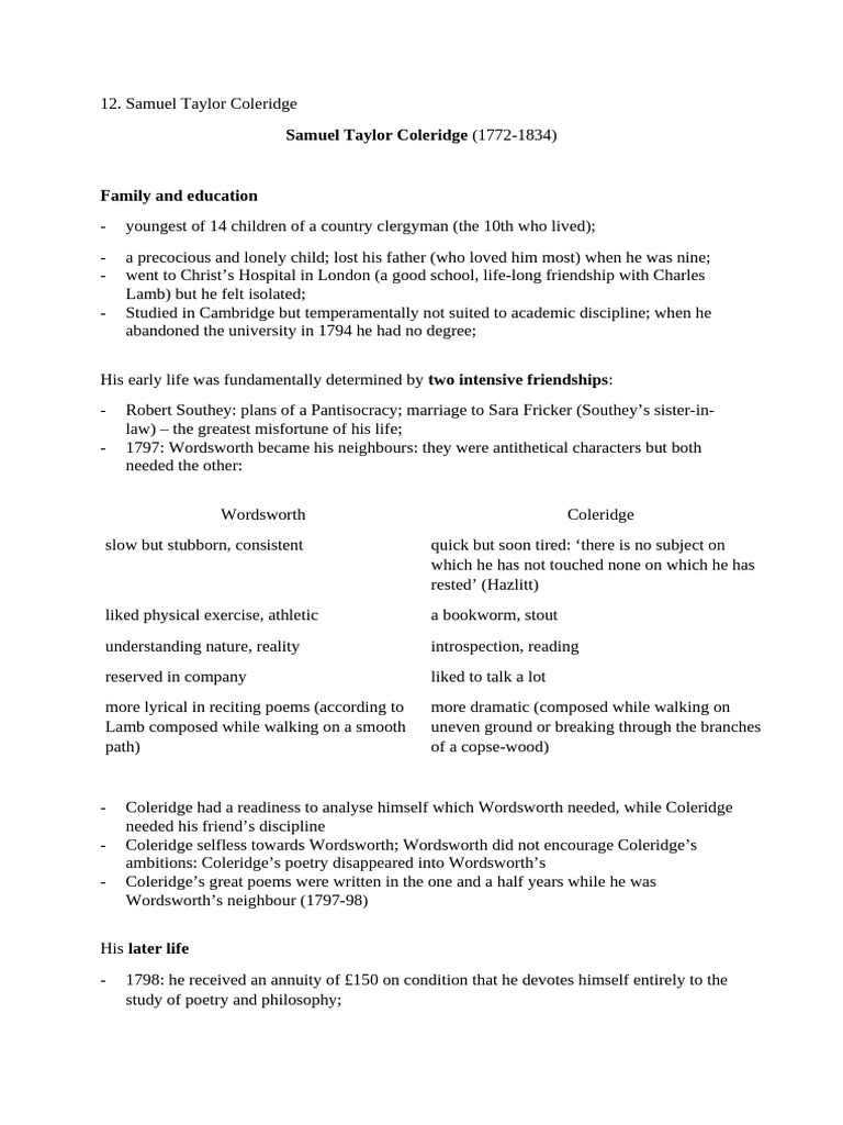 12 Samuel TAylor Coleridge | PDF | Samuel Taylor Coleridge | Poetry