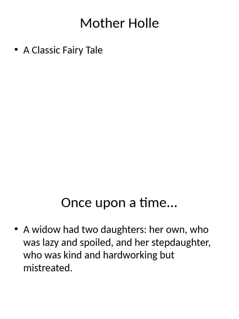 Mother Holle: A Tale of Rewards and Punishments | PDF