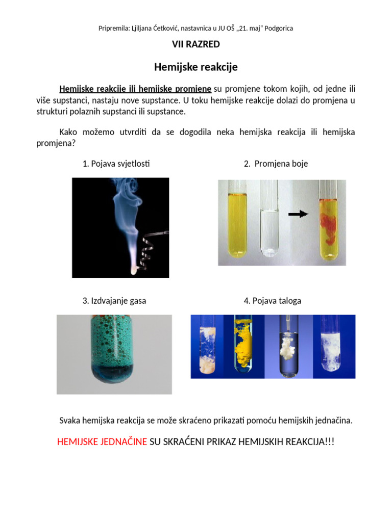 Hemijske Reakcije | PDF