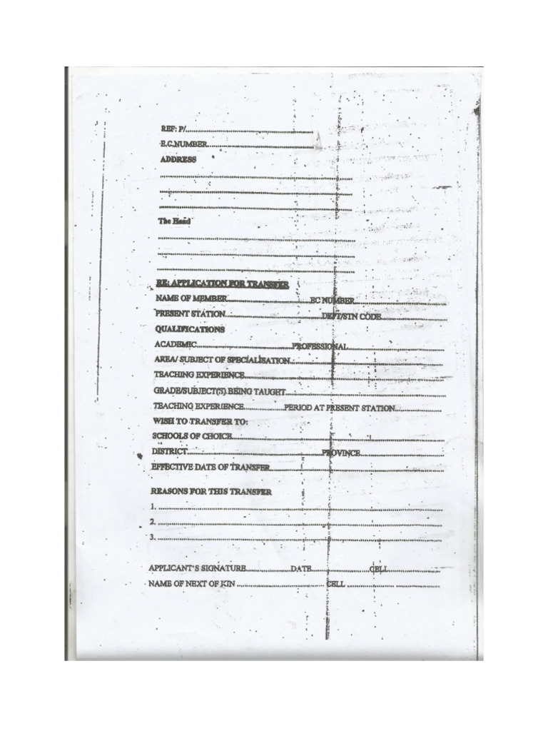 Transfer Form | PDF