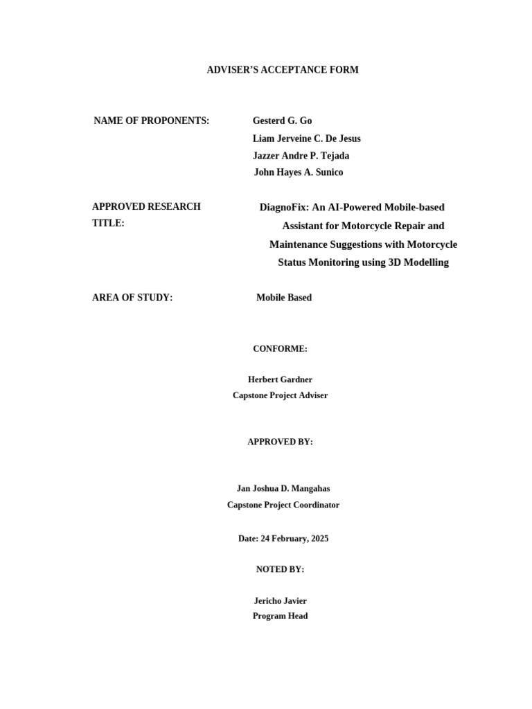 Adviser S Acceptance Form | PDF