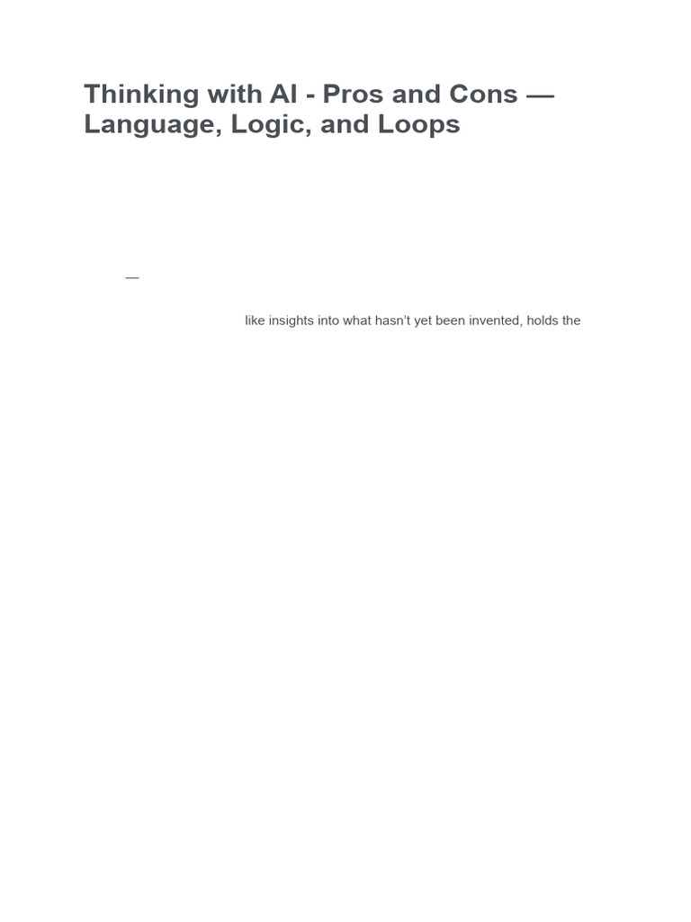 Thinking With AI - Pros and Cons - Language, Logic, and Loops | PDF ...