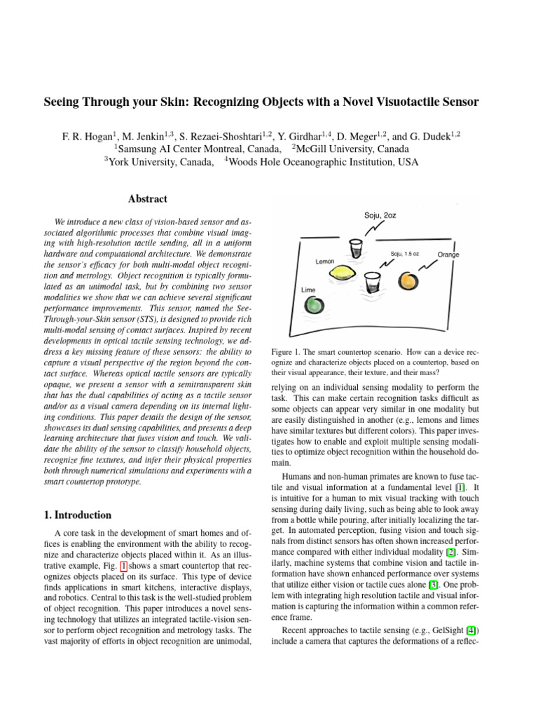Seeing_Through_your_Skin_Recognizing_Objects_with_ | PDF | Somatosensory System | Sensor