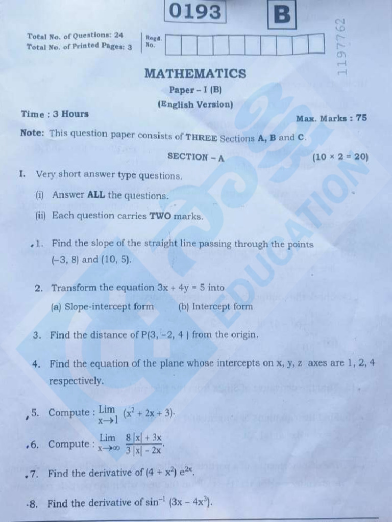 TG JR - Inter Maths 1B | PDF