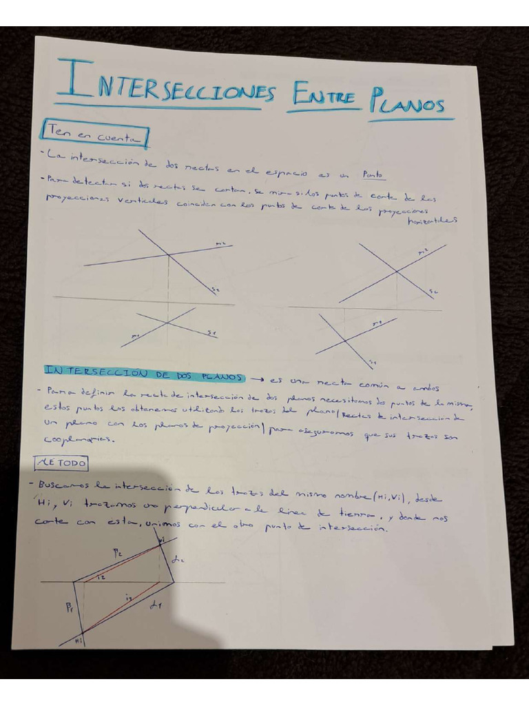 Intersecciones entre planos. Gonzalo Cárdenas | PDF