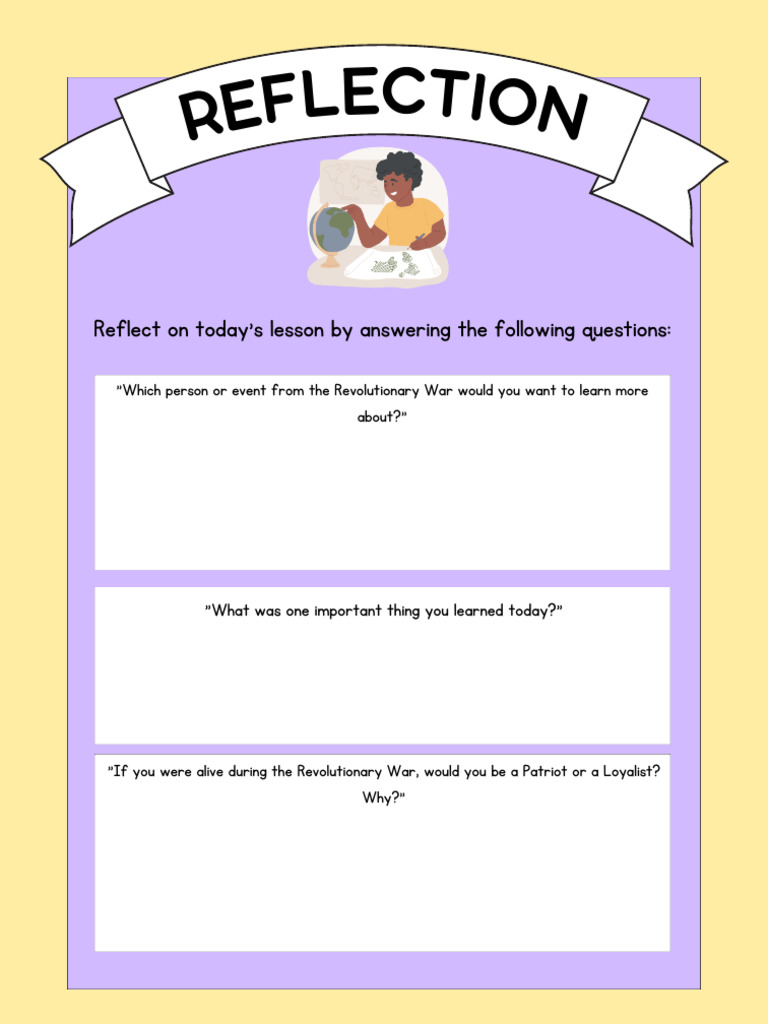 SEL Student Reflection Worksheet in Purple Yellow Boxed Style | PDF