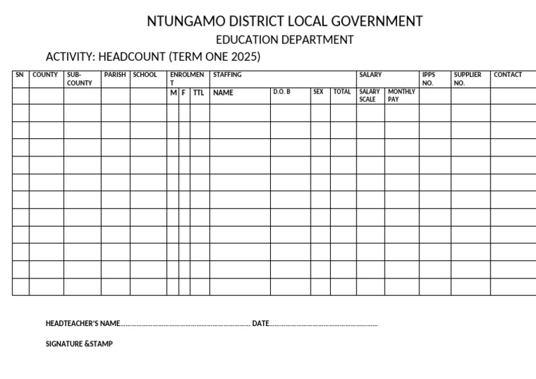 Template For Headcount | PDF