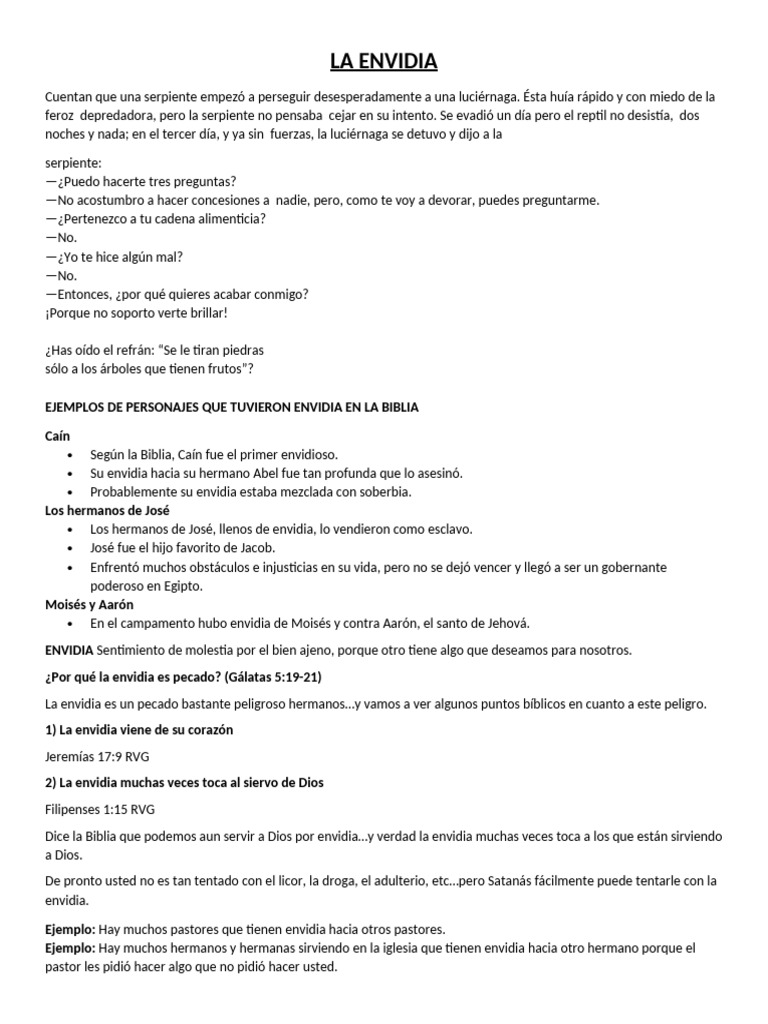 La Envidia: Pecado y Consecuencias | PDF | Envidia