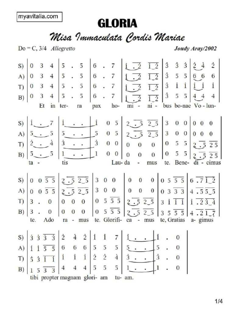 Gloria - Immaculata Cordis Marie | PDF