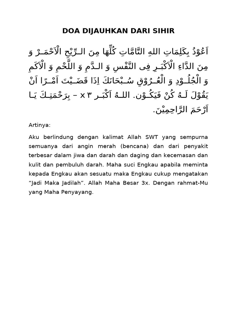 Doa Dijauhkan Sihir | PDF