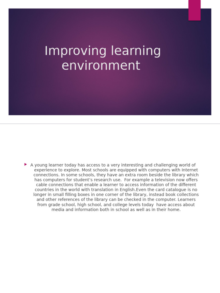 Improved Learning Environment | PDF