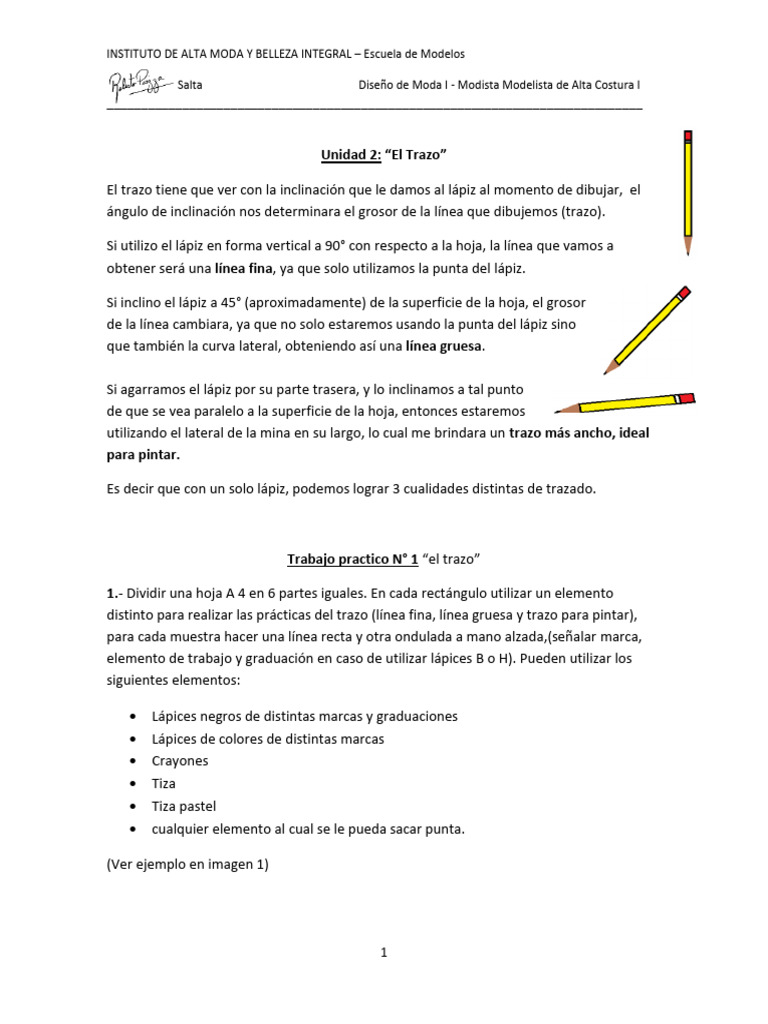 Unidad 2 - Trabajo Práctico 1 - El Trazo | PDF | Lápiz
