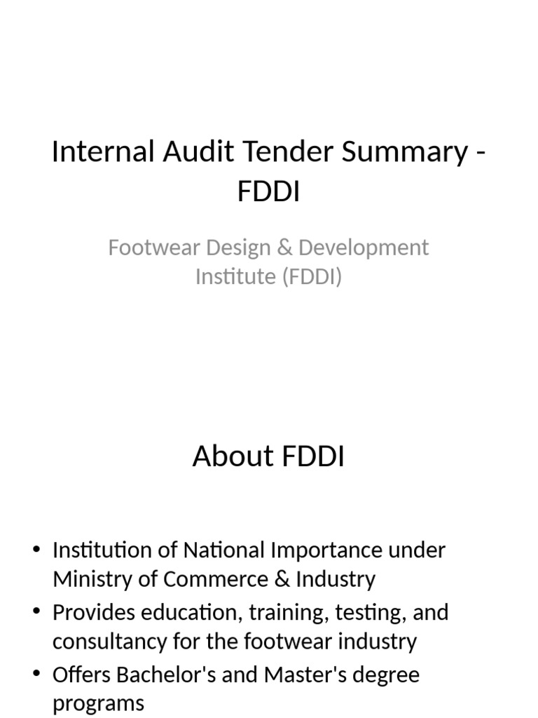 FDDI Internal Audit Tender Presentation | PDF