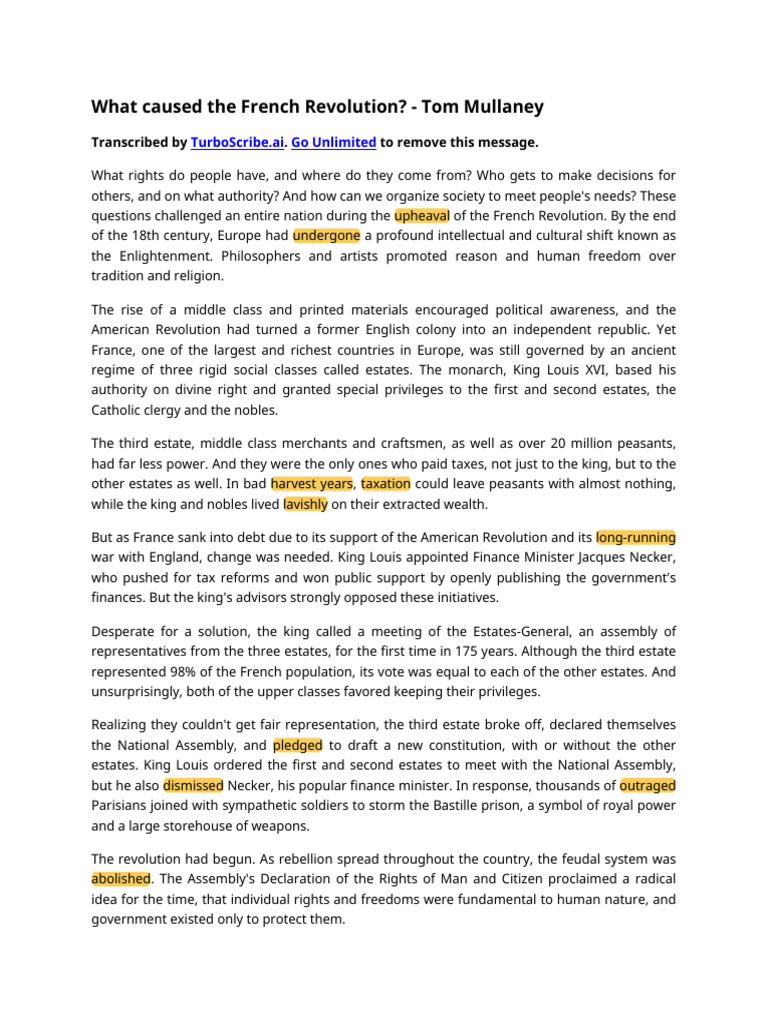 What caused the French Revolution? - Tom Mullaney | PDF | French Revolution | Marie Antoinette