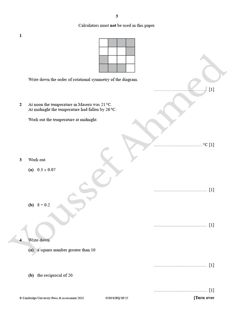 Today Math P2 Pdf Area Angle