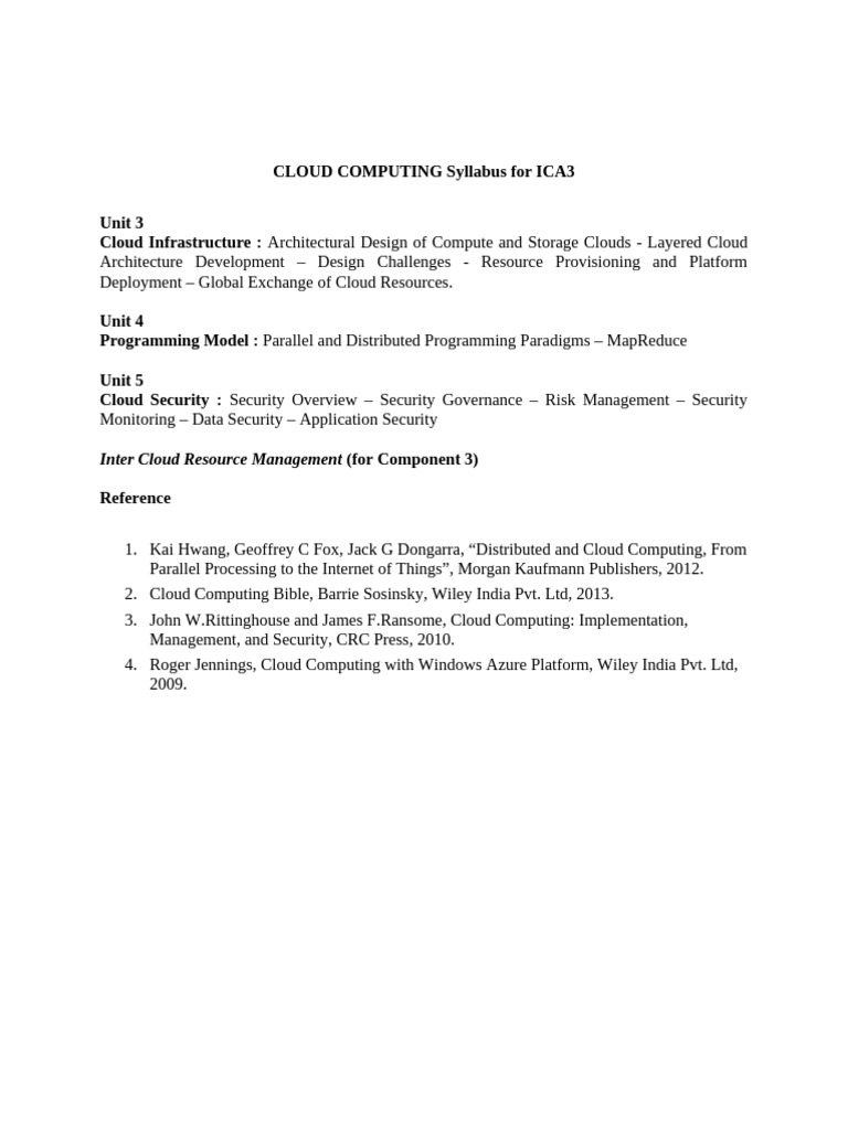 CC Syllabus for CA3 & Comp3 | PDF