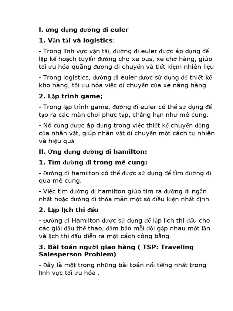 I. NGD NG NG I Euler 1. V NT I Và Logistics | PDF