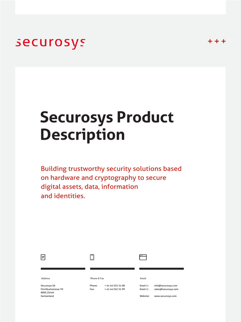 Securosys PrimusHSM ProductDescription Brochure E012 | PDF | Key (Cryptography) | Encryption