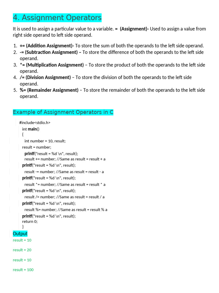 Lecture 6operators And Expressions Pdf Computer Programming