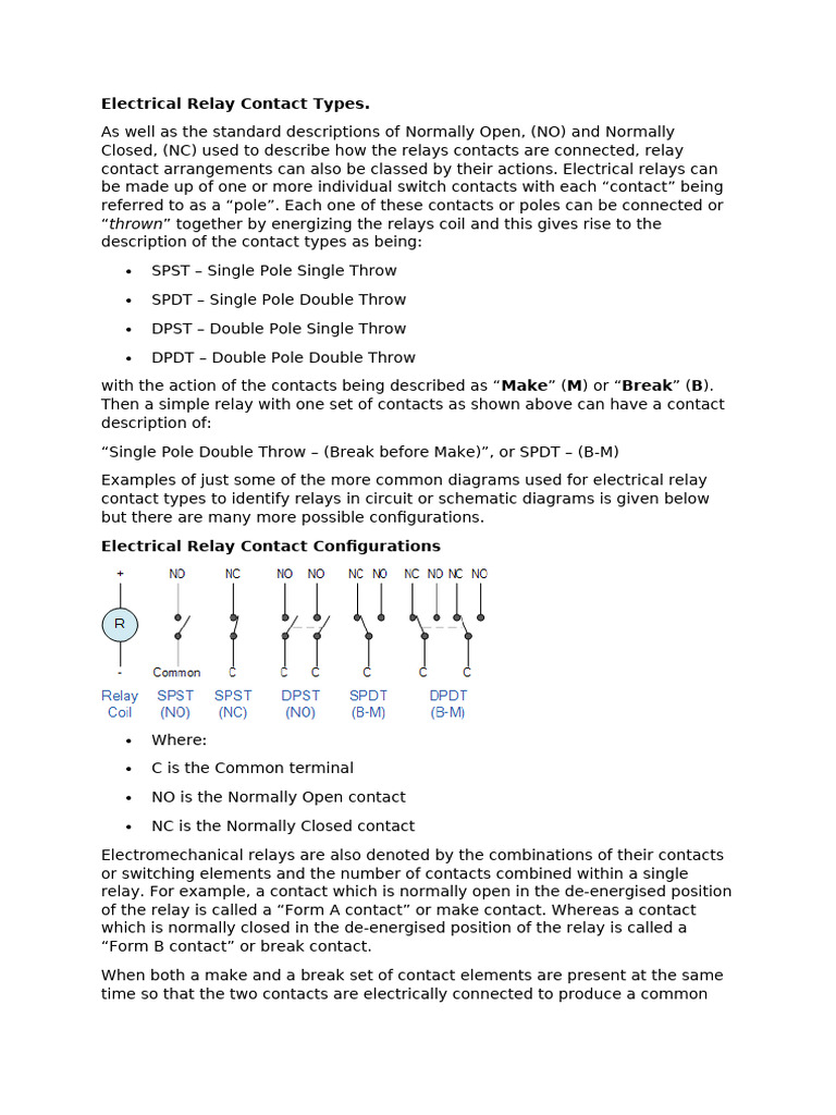 Relay Contact Types Explained | PDF