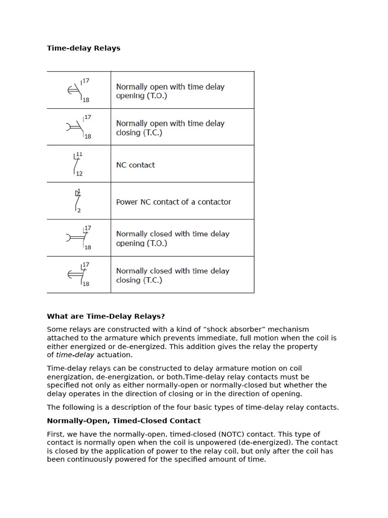 Symbol 4 Time Delay Relays | PDF | Relay | Switch