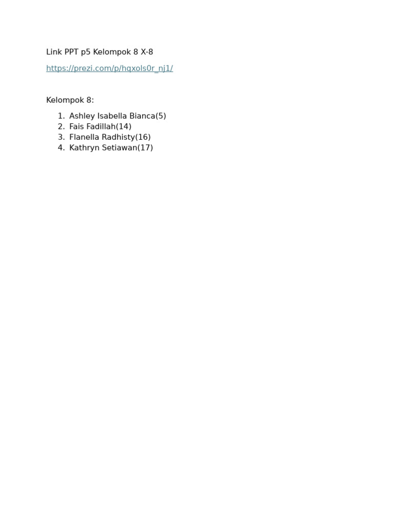 Link PPT p5 Kelompok 8 X-8 | PDF