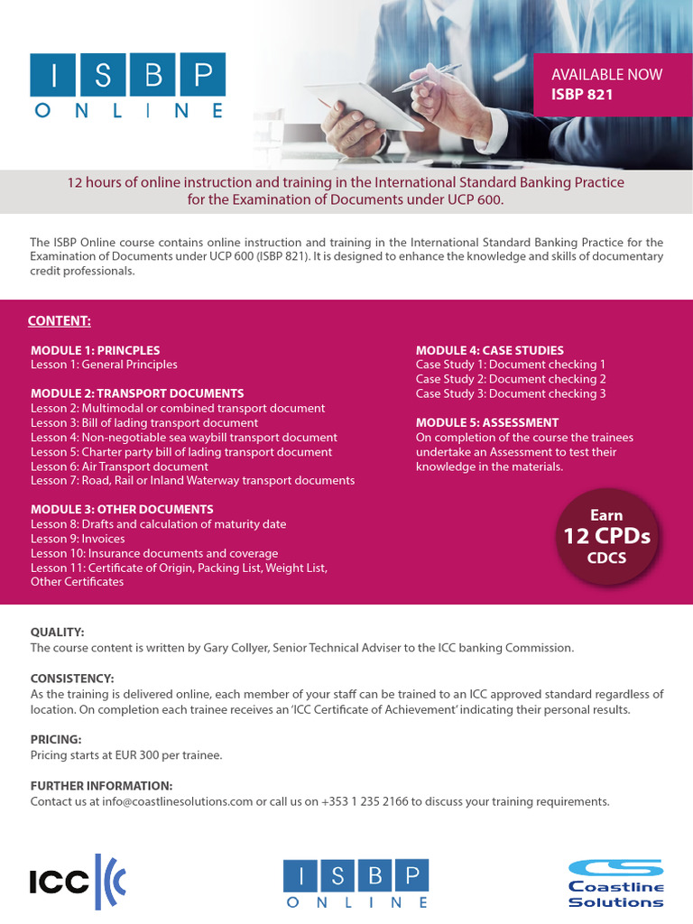 ISBP 821 Online Course Overview | PDF | Bill Of Lading