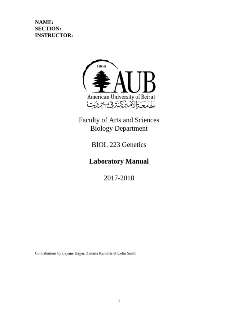 Biology 223 Lab Manual 2020-2021 | PDF | Hypothesis | Scientific Method