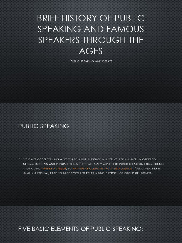 Brief History of Public Speaking and Famous Speakers | PDF | Public ...