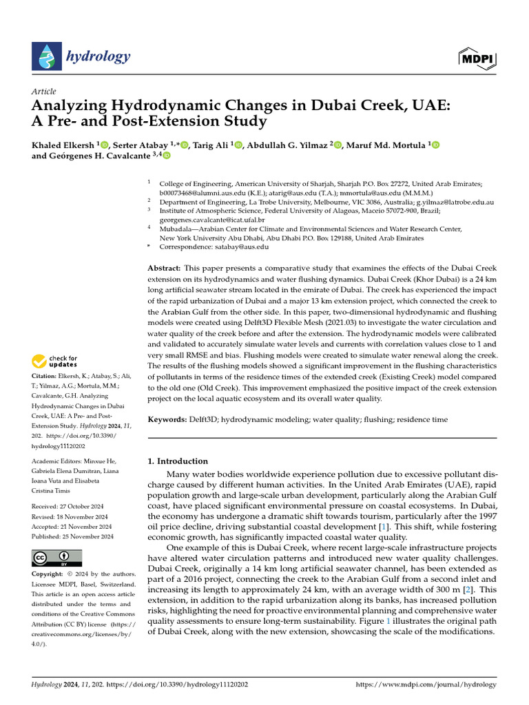 Analyzing Hydrodynamic Changes in Dubai Creek, UAE | PDF ...